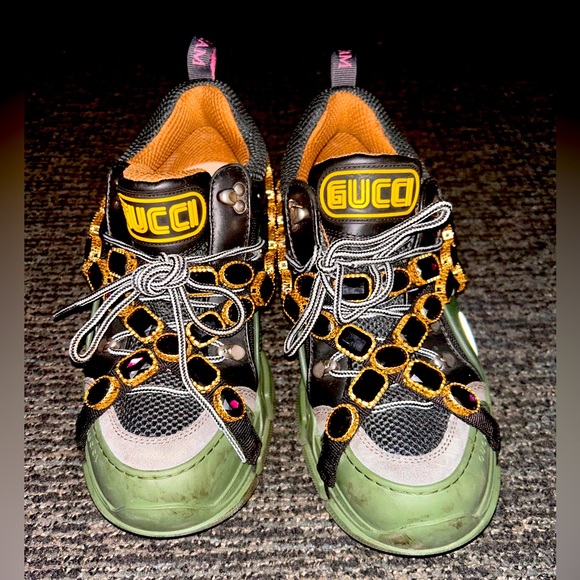 Gucci | Shoes | Gucci Flashtrek Sega Green Removable Crystals | Poshmark